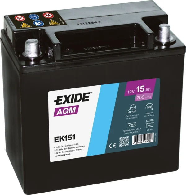 EXIDE Auxiliary Battery - EK151 - Infinite Batteries